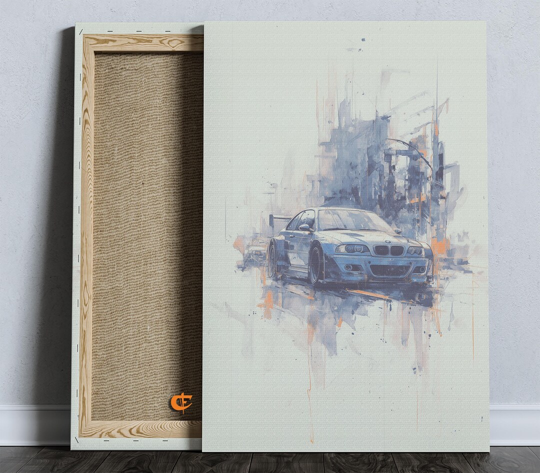 Printable BMW M3 GTR Watercolor Car Art Dynamic Racing Car Painting ...
