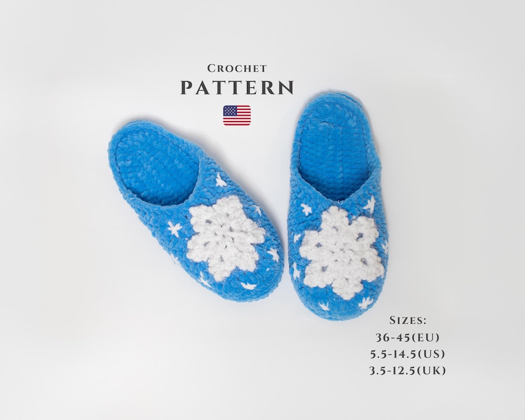 Snowflake Crochet Slippers Pattern: Adult Winter Shoes (digital ...