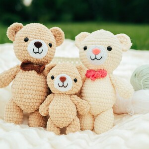 Beginner Crochet BEAR FAMILY Pattern Easy Amigurumi Bears, Simple Plush ...