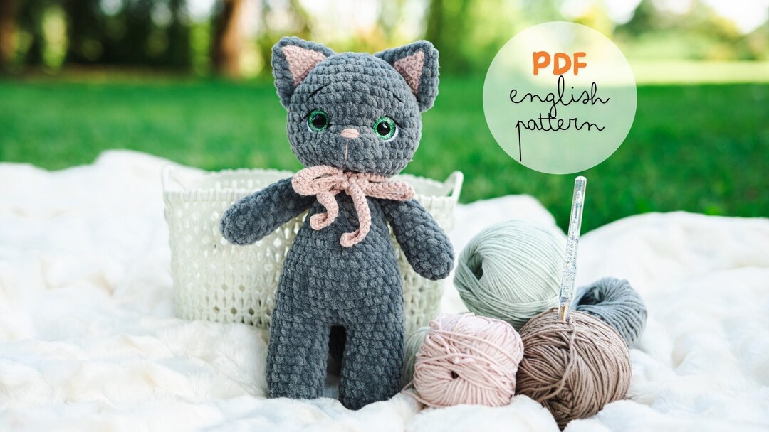 Handmade Crochet Fluffy Cat Toy Pattern DIY Amigurumi Kitten PDF, Easy ...