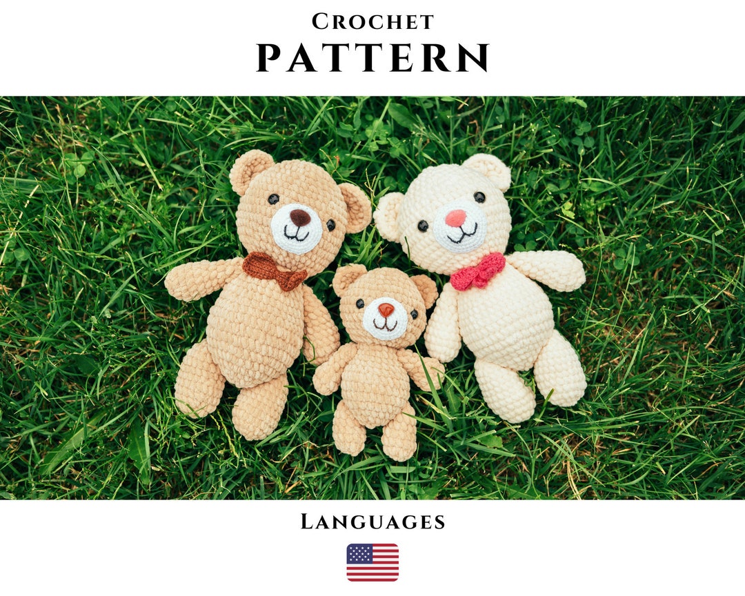 Beginner Crochet BEAR FAMILY Pattern Easy Amigurumi Bears, Simple Plush ...