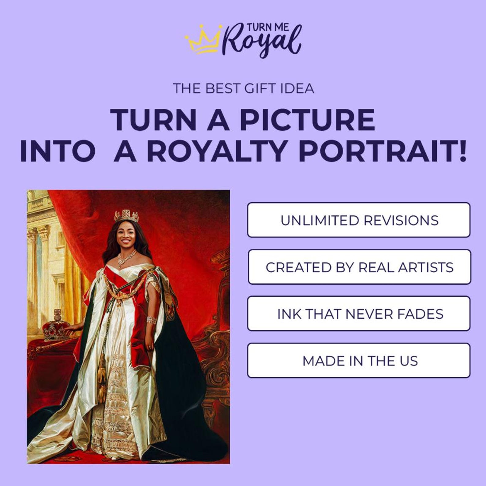 Custom Royal Female Portrait From Photo, Personalized Historical Canvas ...