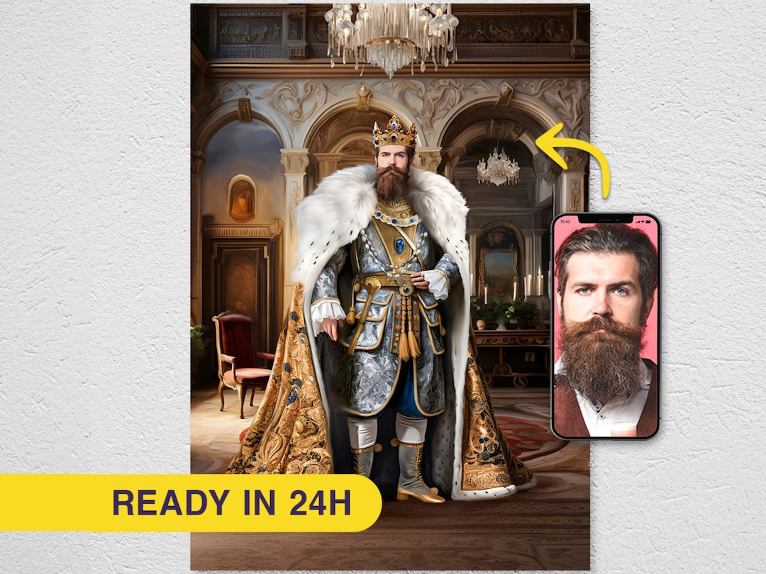 Custom Royal Portrait From Photo, Unique Birthday Gift for Him, Turn Me ...