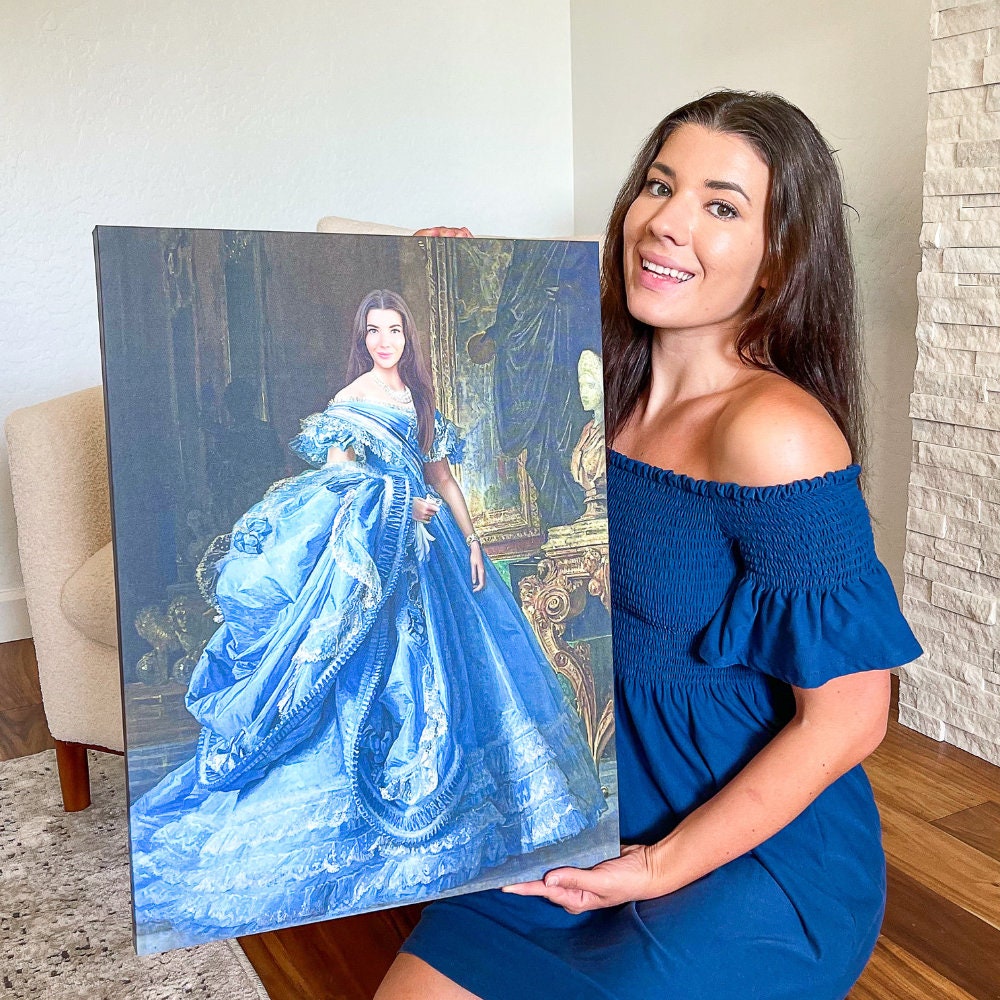 Custom Royal Female Portrait From Photo, Personalized Historical Canvas ...