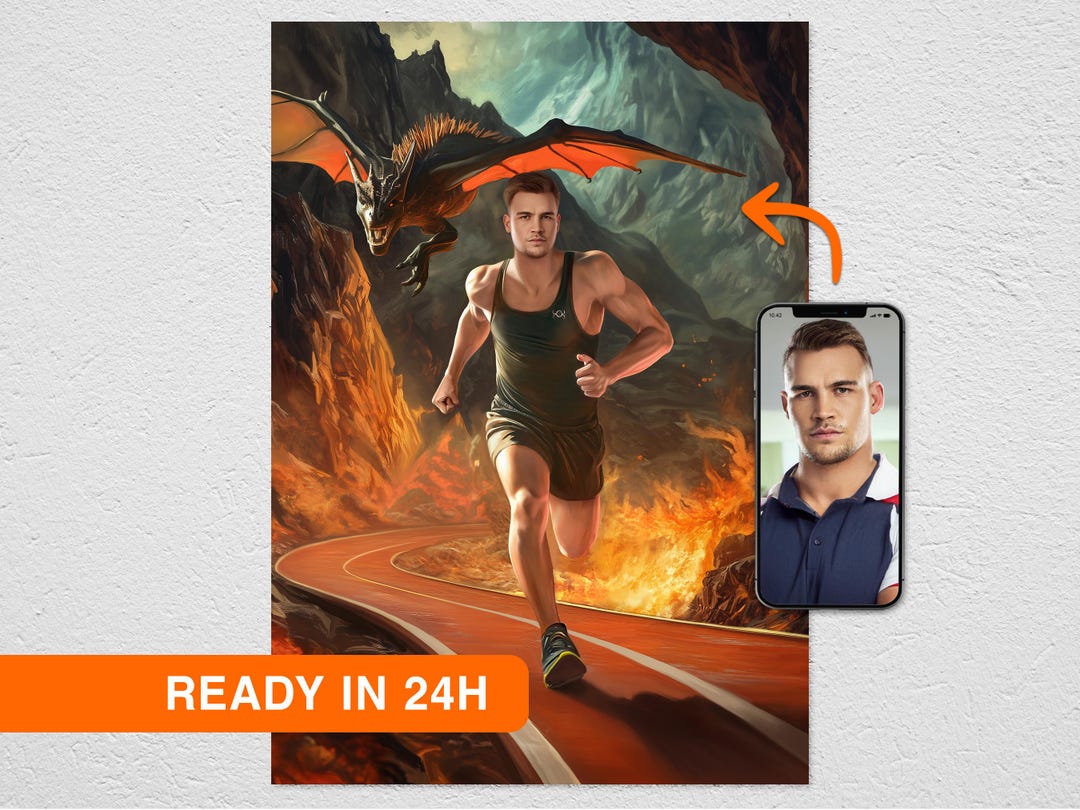 Custom Runner Portrait From Photo, Epic Gift for Marathon Lovers ...