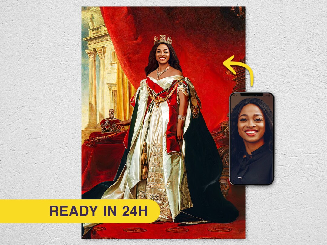 Custom Royal Female Portrait From Photo, Personalized Historical Canvas ...