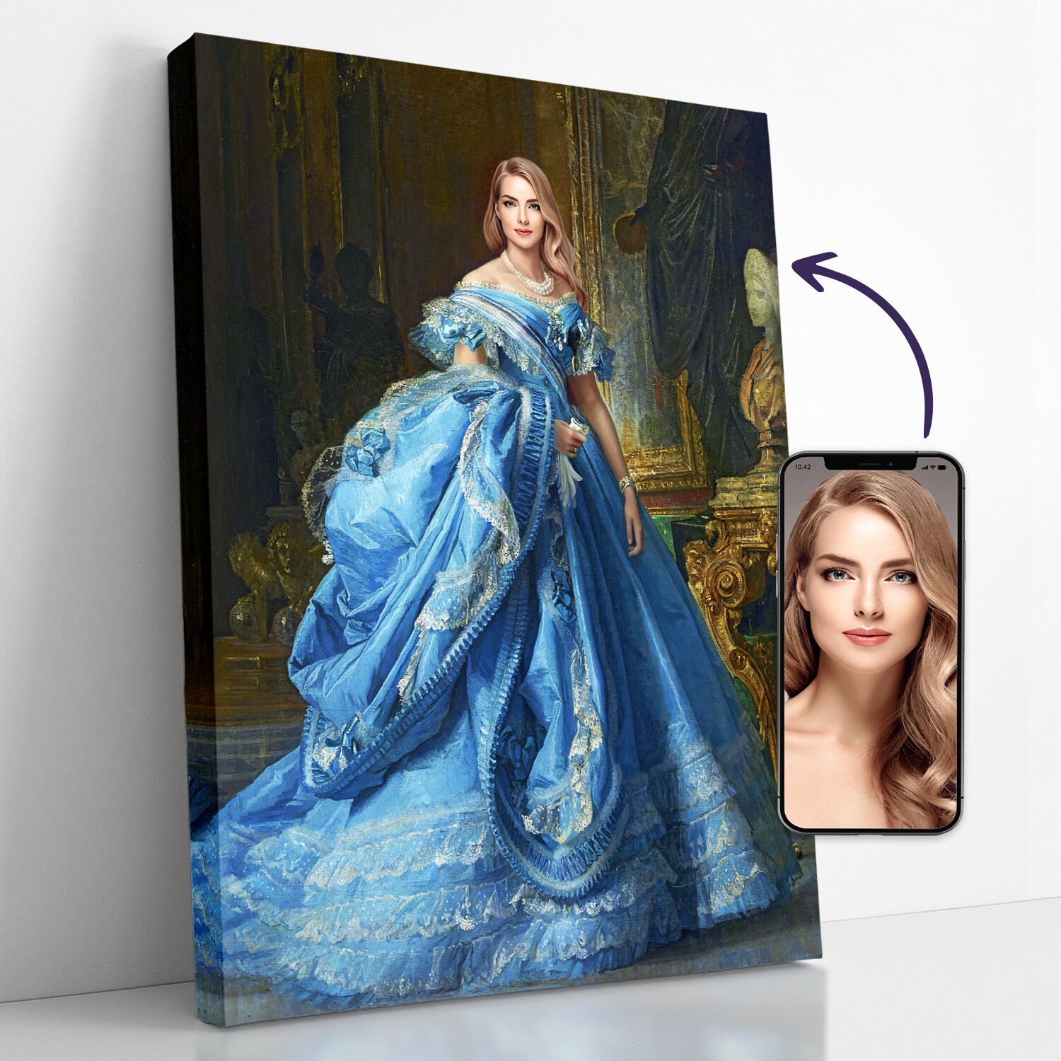 Custom Royal Female Portrait From Photo, Personalized Historical Canvas ...