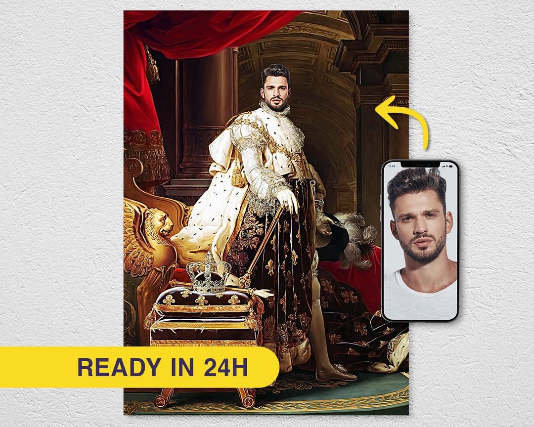 Custom Royal Portrait From Photo, Unique Birthday Gift for Him, Turn Me ...