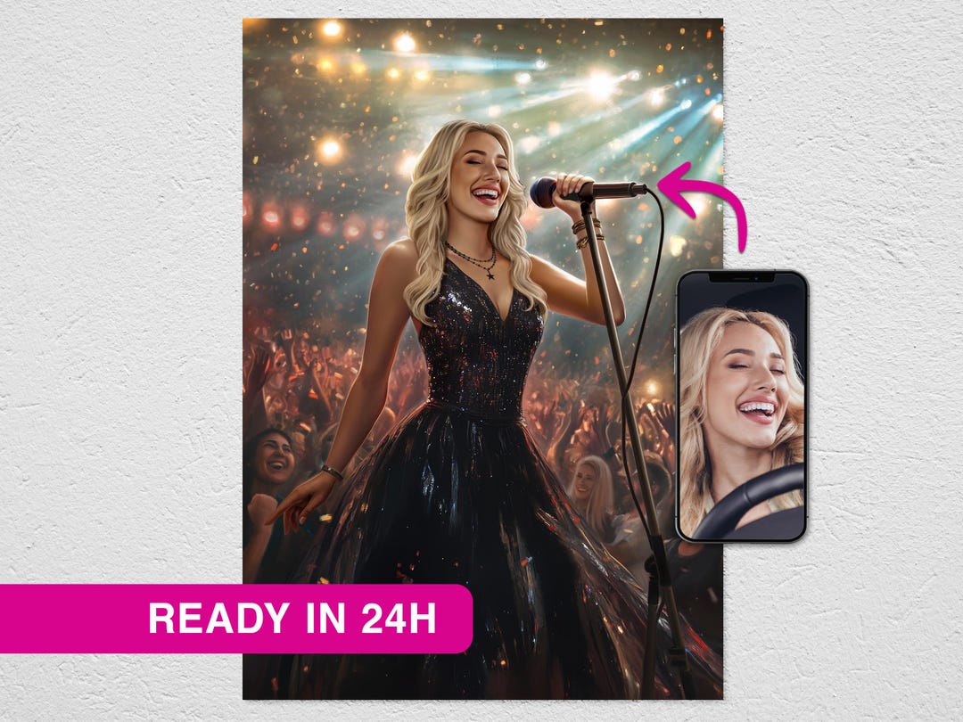 Custom Singer Portrait From Photo, Best Gift for Music Lover ...