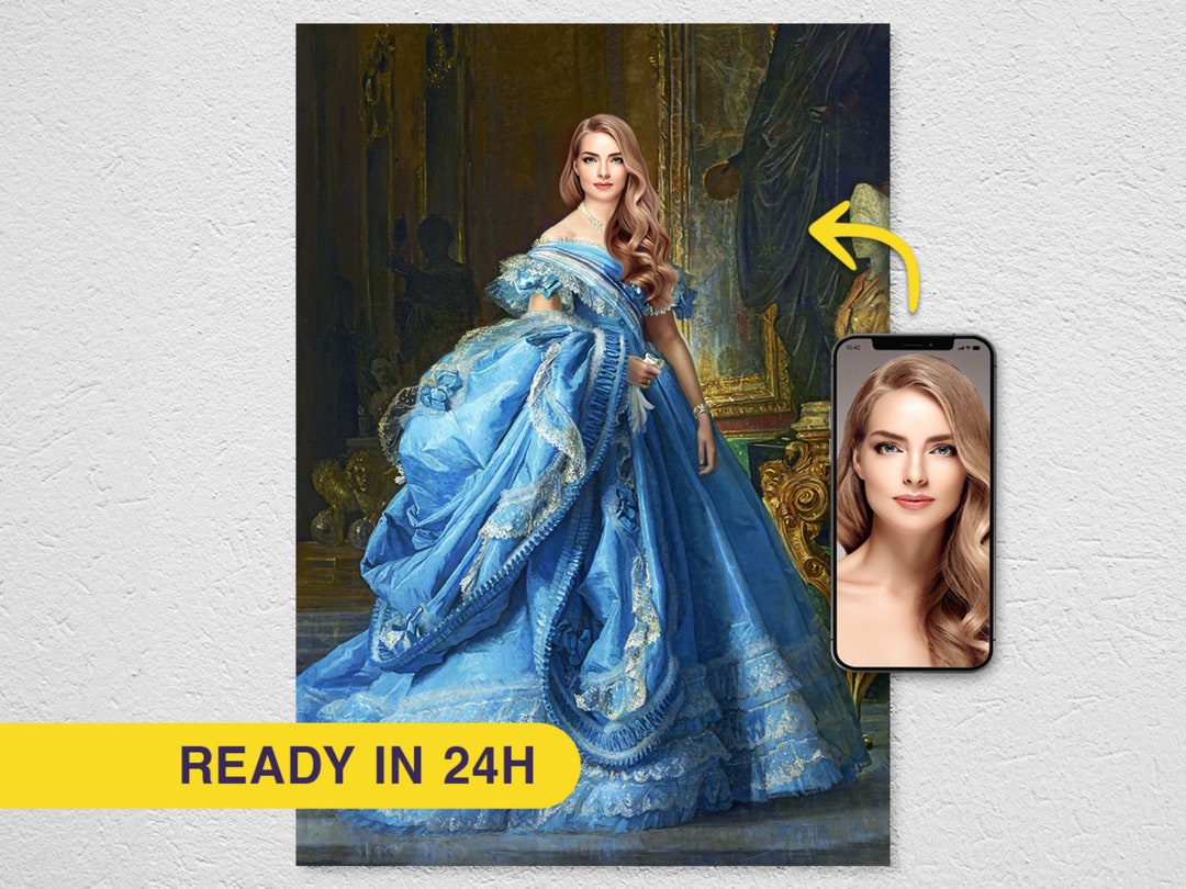 Custom Royal Female Portrait From Photo, Personalized Historical Canvas ...