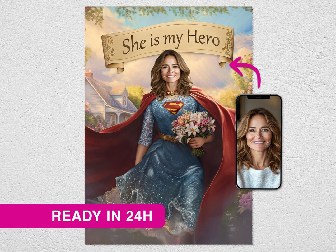 Custom Super Mom Portrait From Photo, Best Gift for Mom, Mothers Day ...