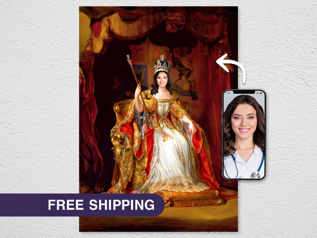 Custom Royal Portrait From Photo, Birthday Queen Gift for Her, Turn Me ...