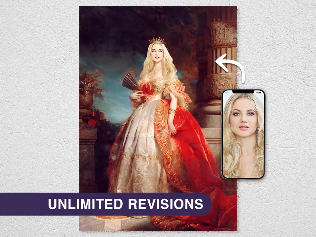 Custom Royal Portrait From Photo, Birthday Gift for Her, Turn Me Royal ...