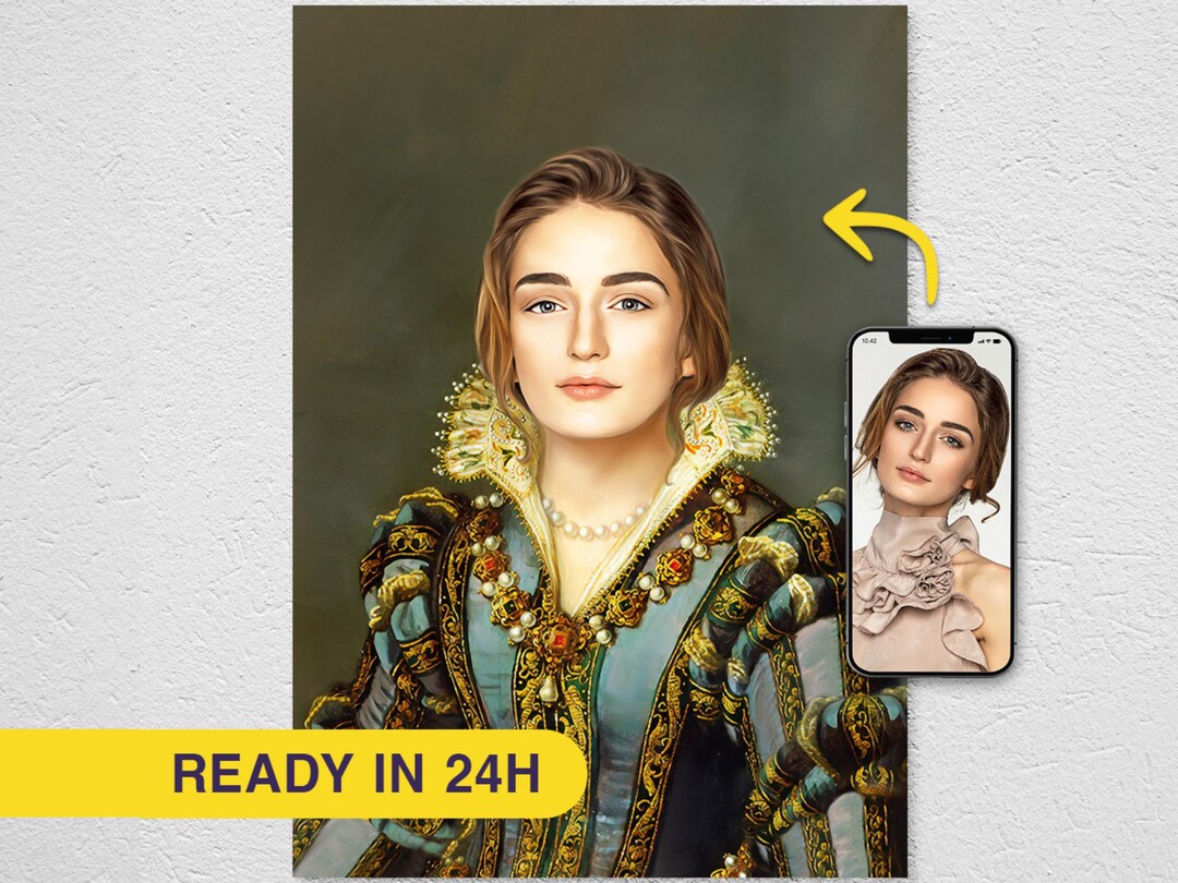 Custom Royal Portrait From Photo, Birthday Gift for Her, Turn Me Royal ...