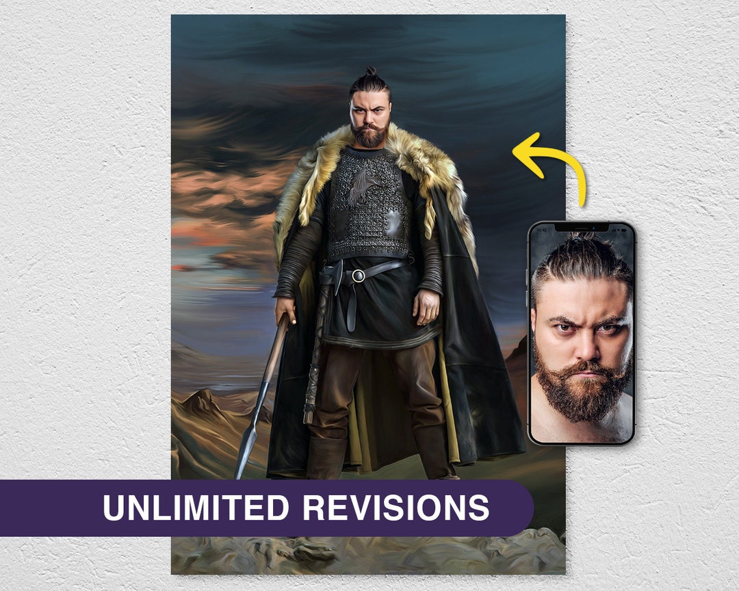 Custom Viking Portrait From Photo, Birthday Gift for Him, Turn Me Royal ...