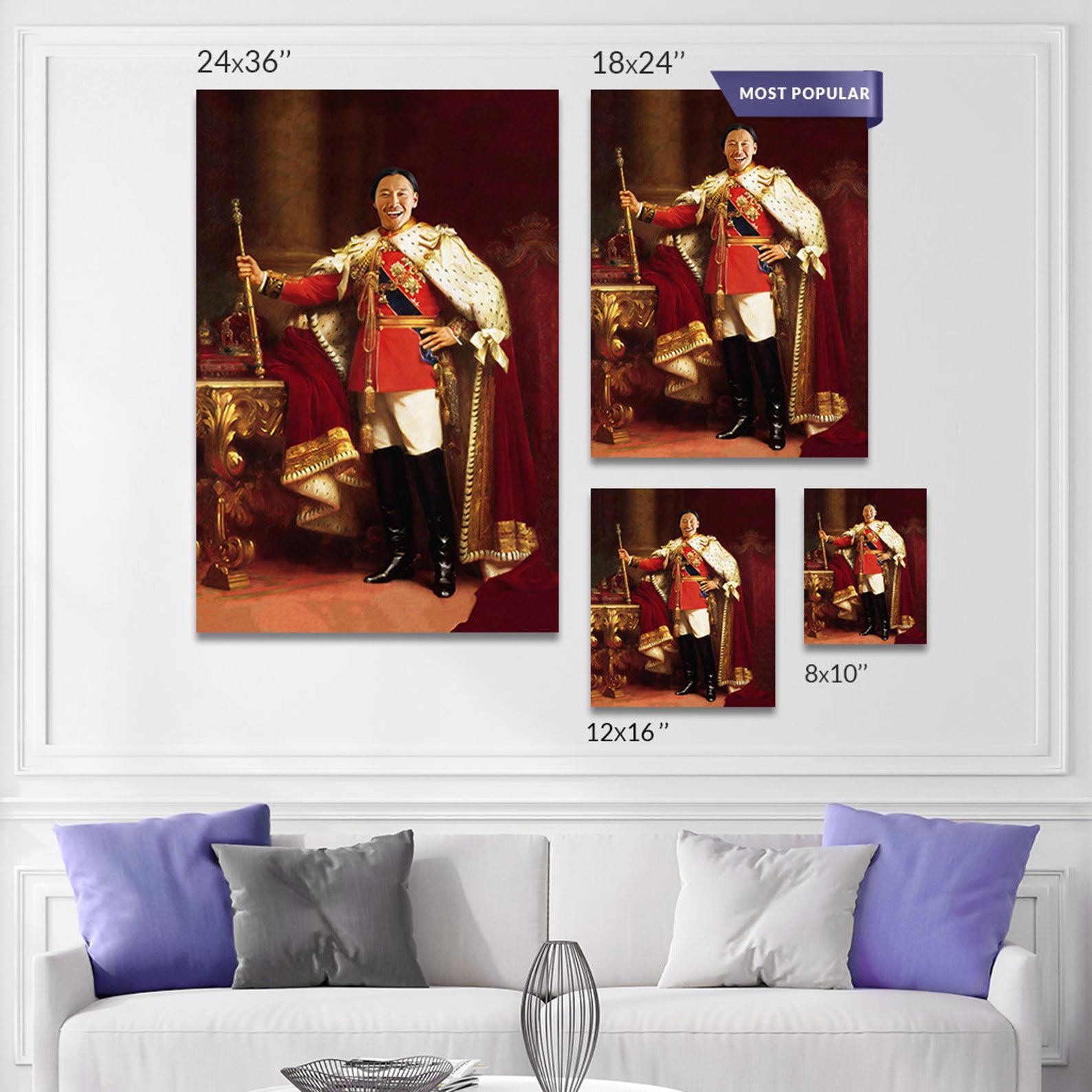 Custom Royal Portrait From Photo, Birthday Gift for Him, Turn Me Royal ...