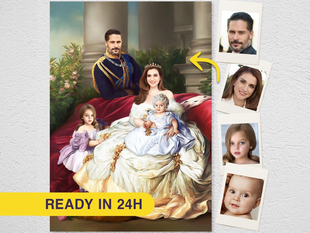 Custom Family Portrait From Photo by Turn Me Royal, Unique Personalized ...
