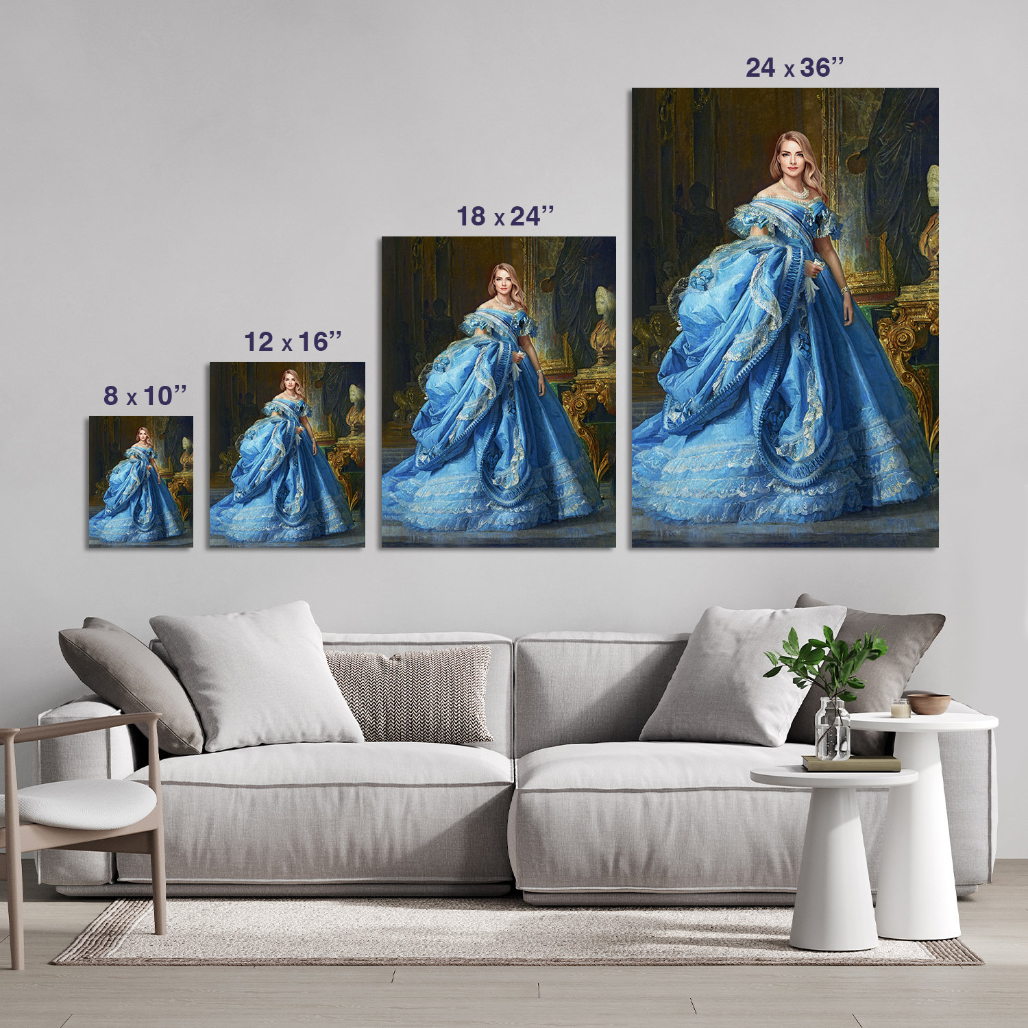 Custom Royal Female Portrait From Photo, Personalized Historical Canvas ...