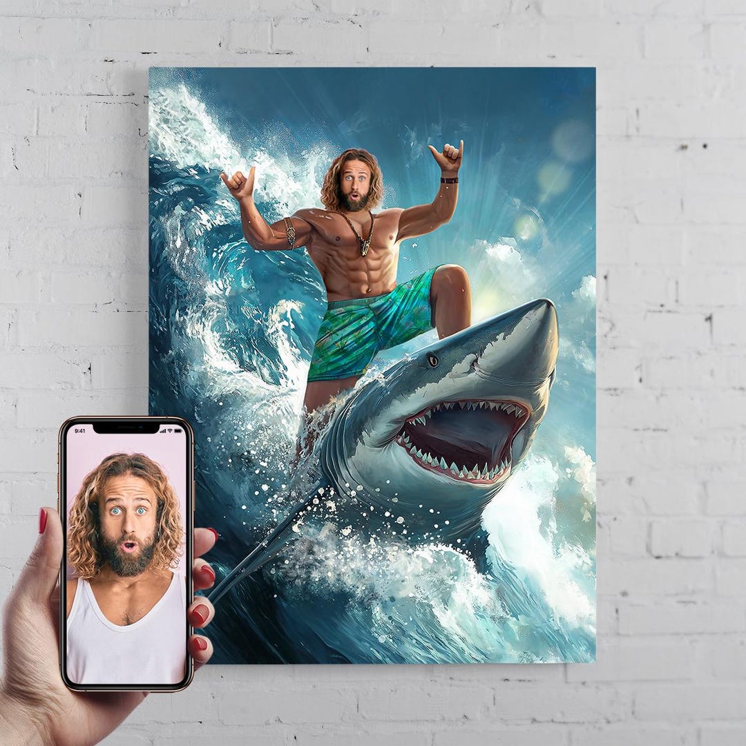 Custom Surfer Portrait From Photo, Epic Gift for Surf Lovers ...