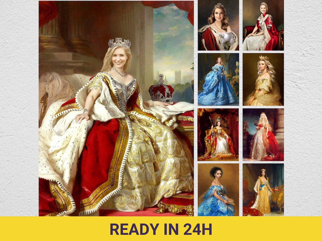 Custom Queen Portrait From Photo by Turn Me Royal, Unique Birthday Gift ...