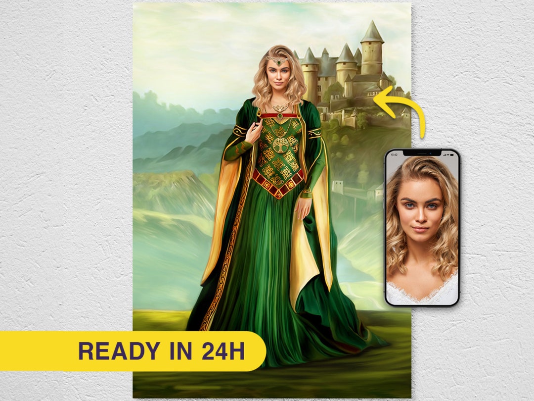 Custom Royal Portrait From Photo, Birthday Gift for Her, Turn Me Royal ...