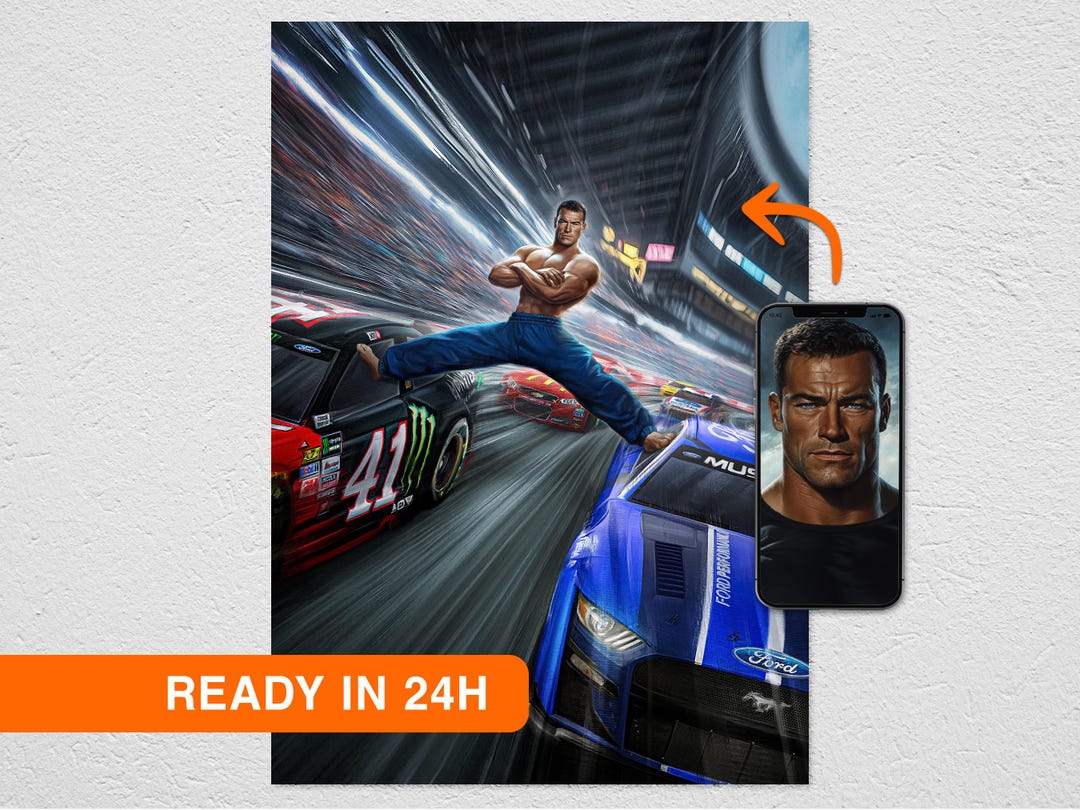 Custom Nascar Racer Portrait From Photo, Epic Racer Gift for Nascar ...