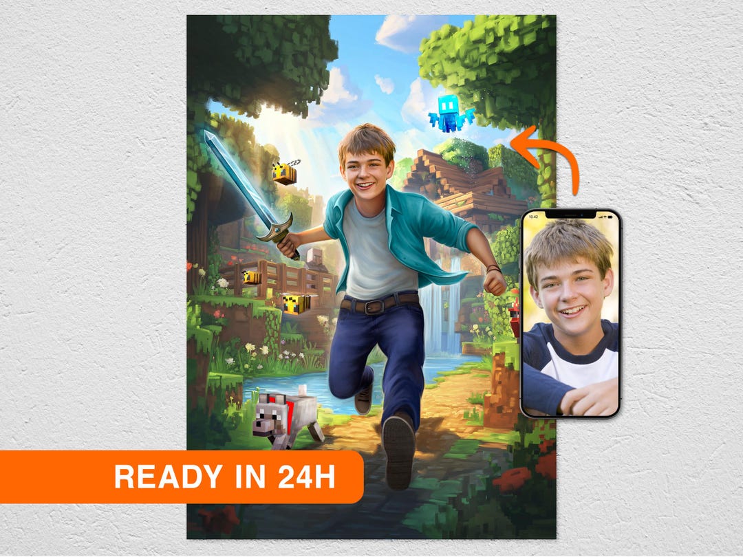 Custom Gamer Portrait From Photo, Epic Video Games Gift Idea ...