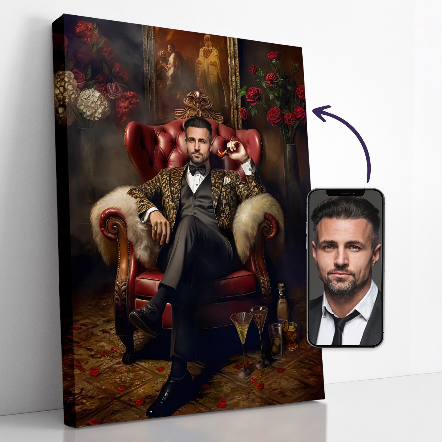 Custom Mafia Boss Portrait From Photo, Unique Personalized Canvas ...