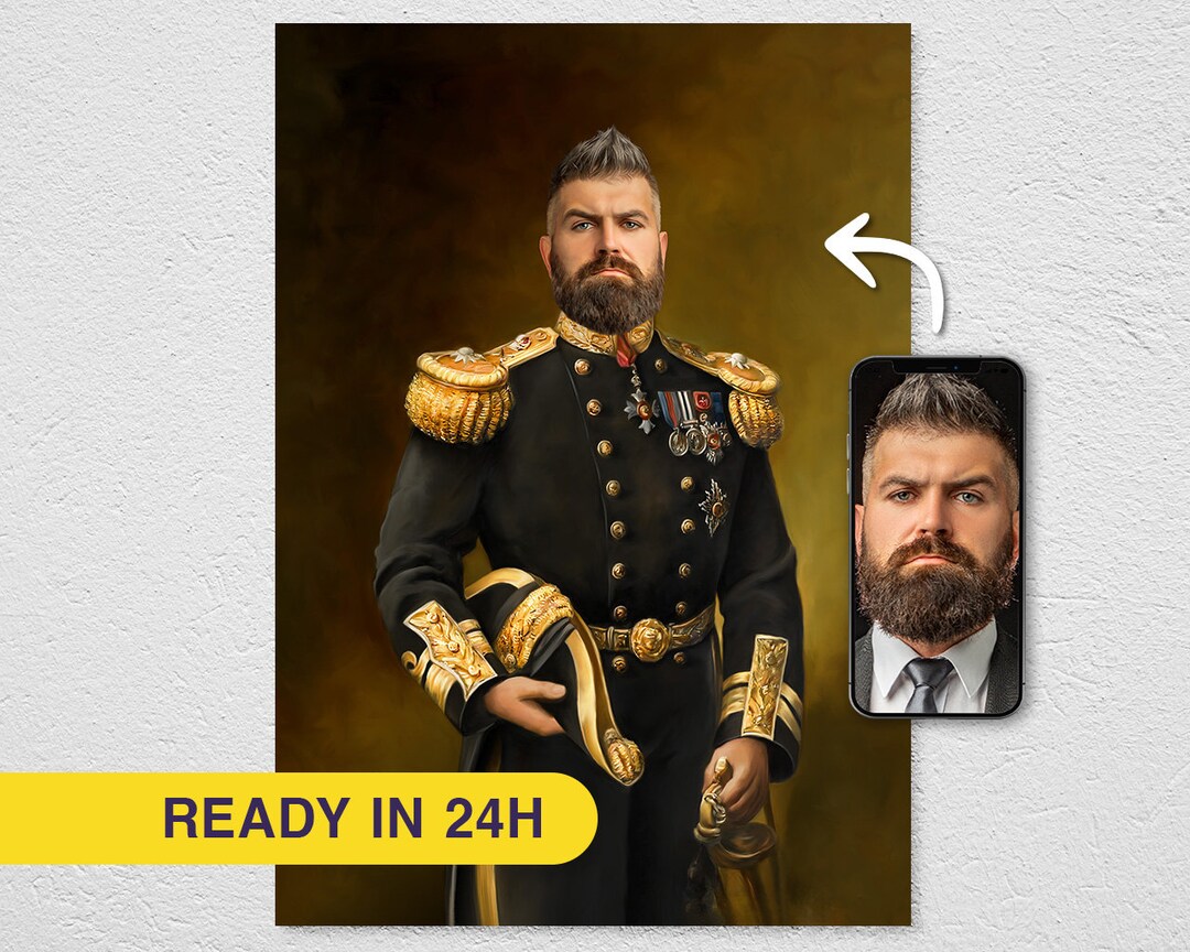 Custom Royal Portrait From Photo, Historical Canvas Gift for Him ...