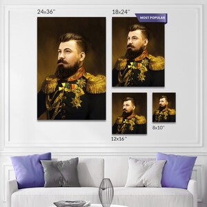 Custom Royal Portrait From Photo, Historical Canvas Gift for Him ...