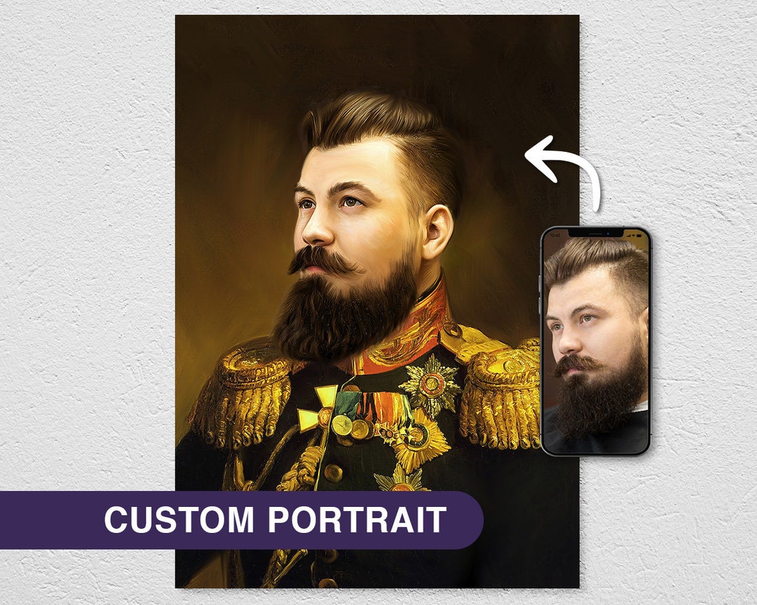 Custom Royal Portrait From Photo, Historical Canvas Gift for Him ...