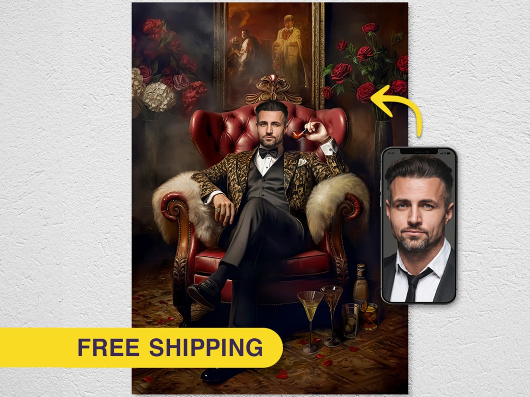 Custom Mafia Boss Portrait From Photo, Unique Personalized Canvas ...