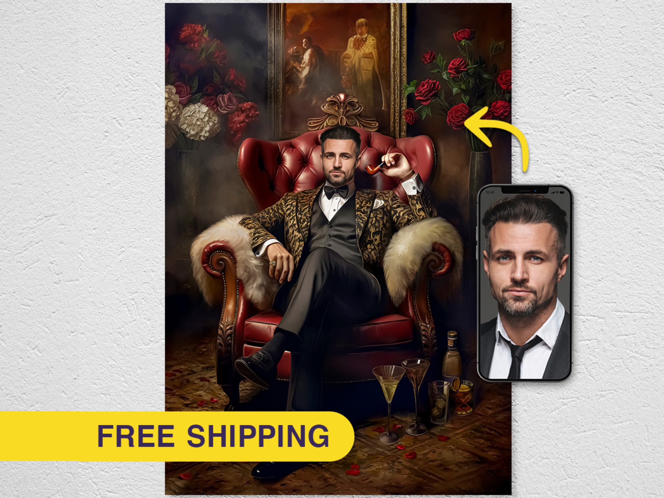 Custom Mafia Boss Portrait From Photo, Unique Personalized Canvas ...