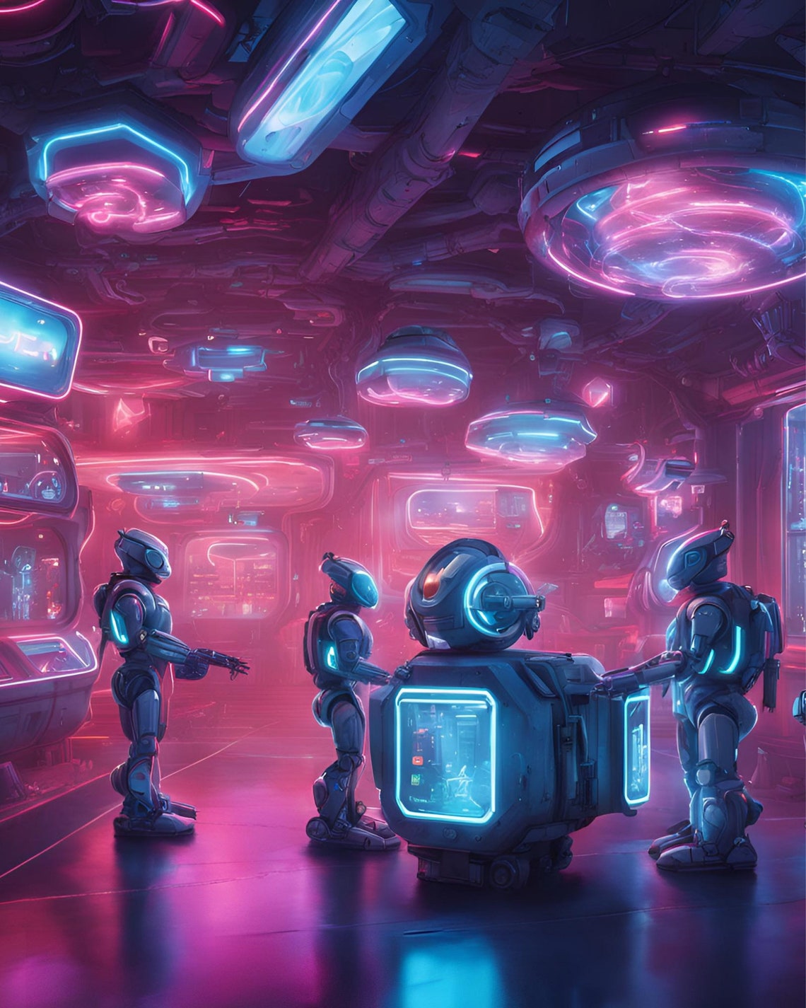 Futuristic World With Robots AI Design and Creation - Etsy