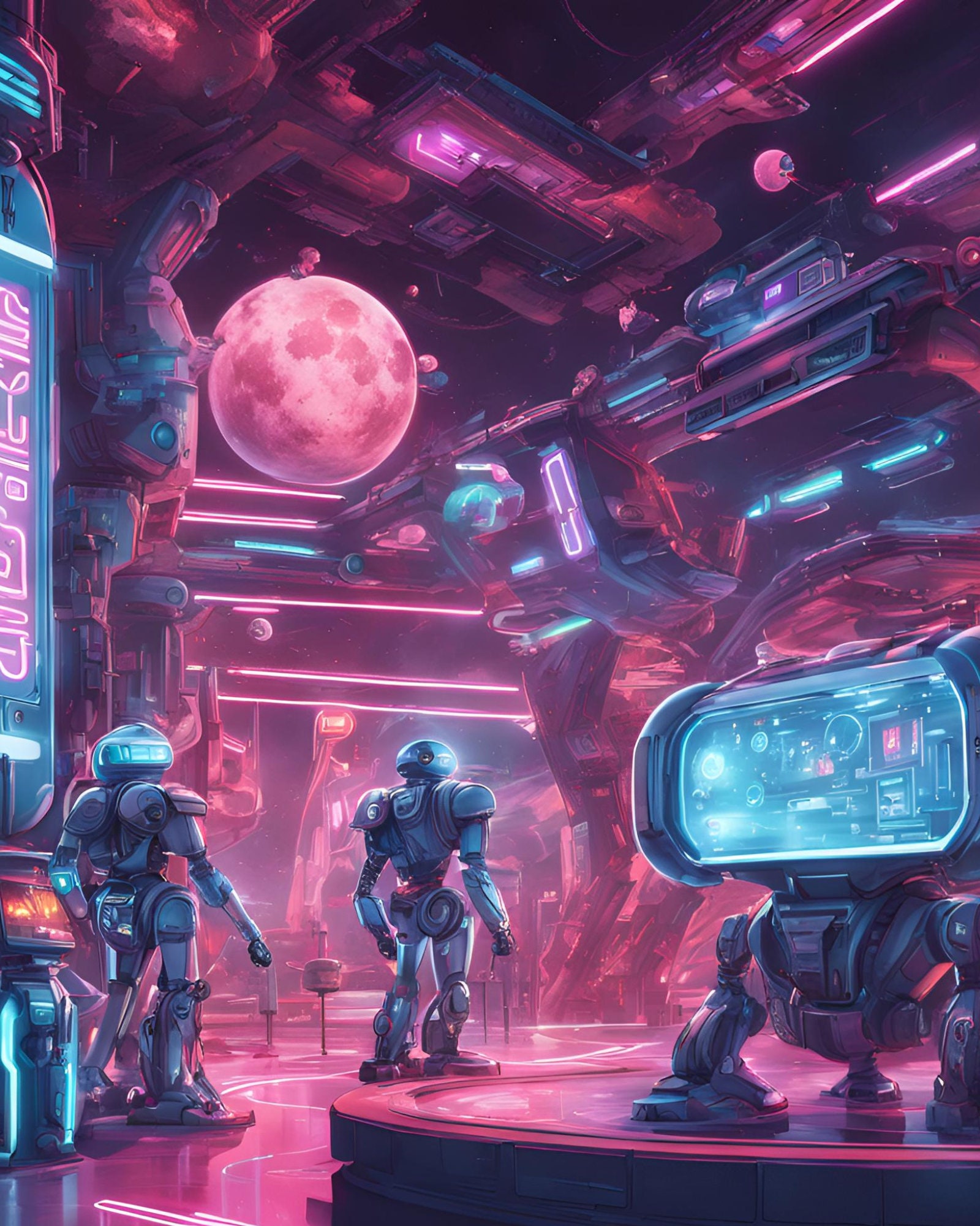 Futuristic World With Robots AI Design and Creation - Etsy
