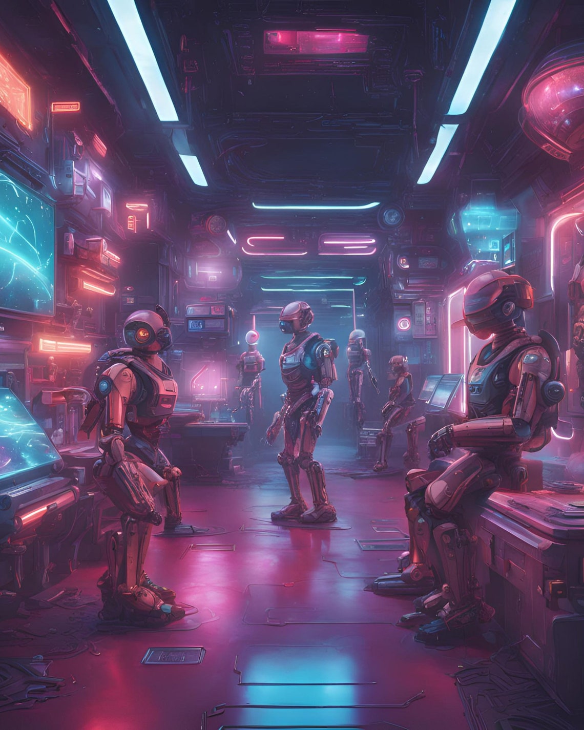 Futuristic World With Robots AI Design and Creation - Etsy