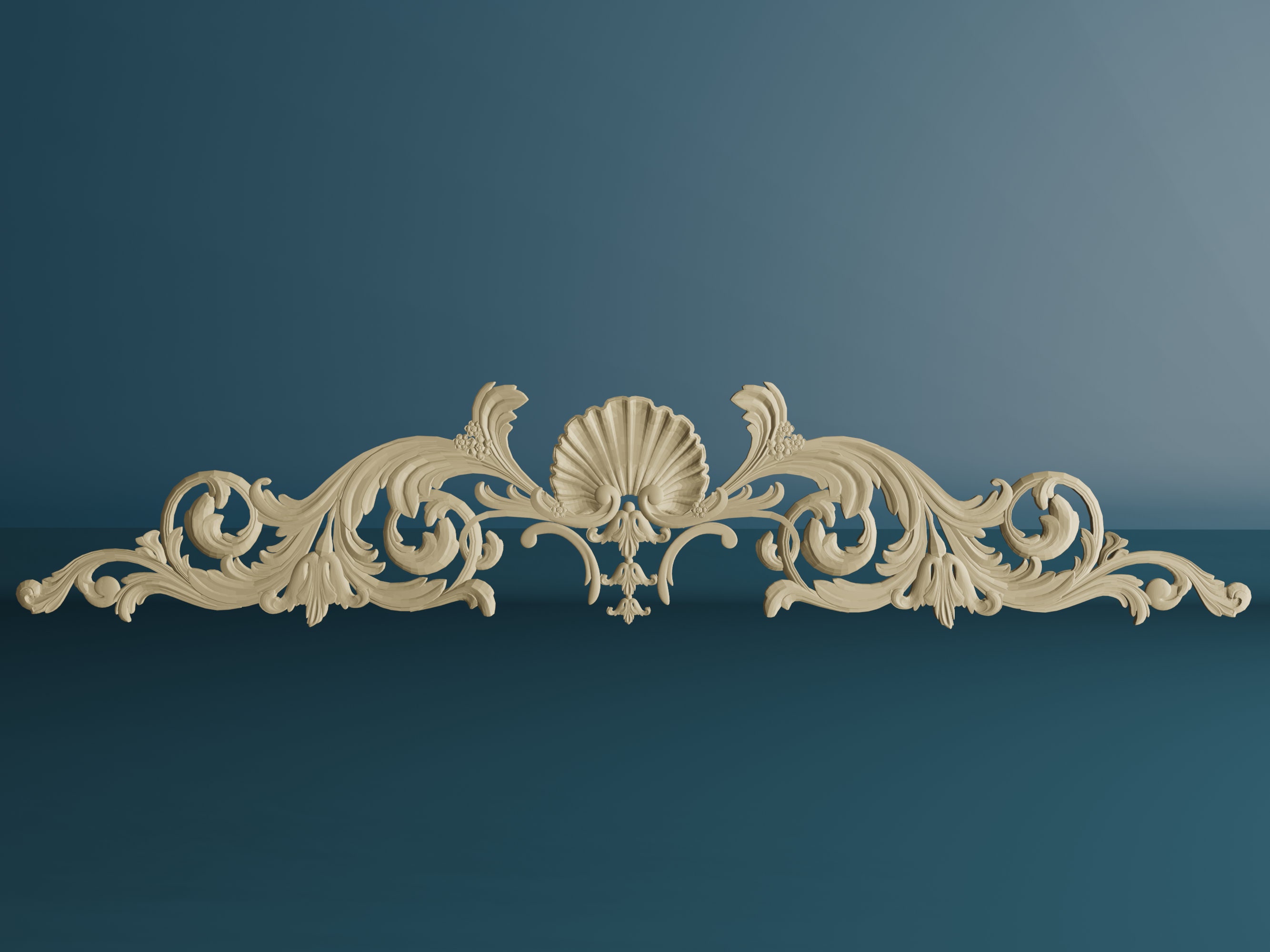 Shell With Flowing Acanthus Leaves Wood Carved Applique, Unpainted ...