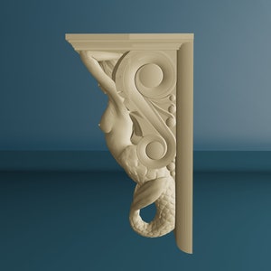 Mermaid Shelf Bracket, Wood Carved Corbel for Fireplace Mantle or ...