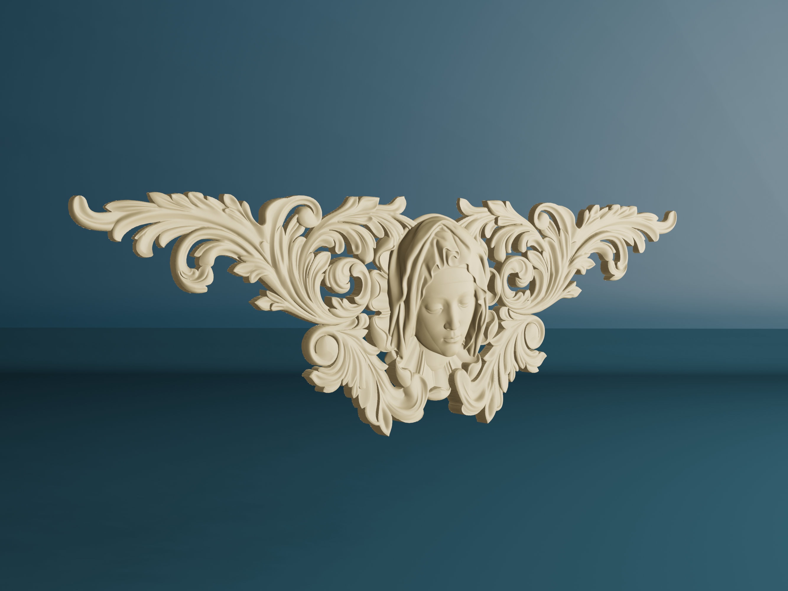 Our Lady Wood Carved Applique, Unpainted Wooden Onlay, Applique ...