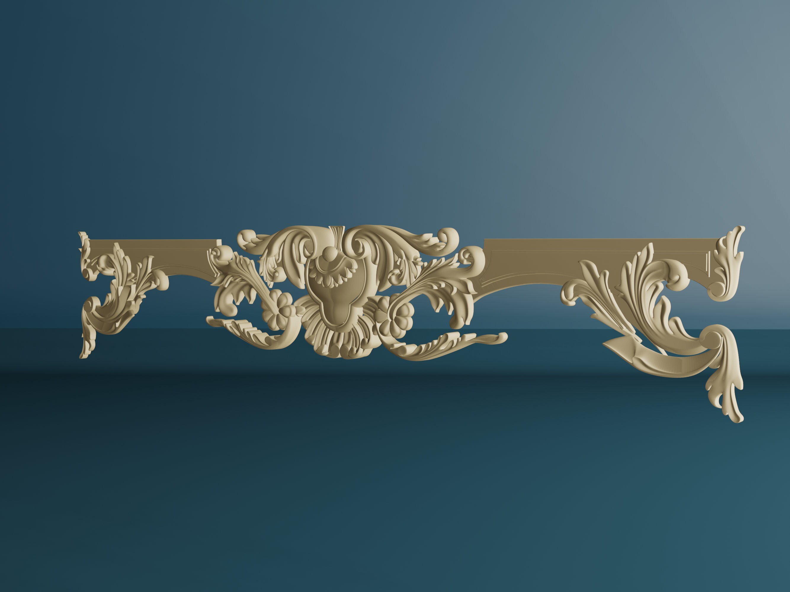 Baroque-style Wood Carved Applique, Unpainted Wooden Onlay, Fireplace ...