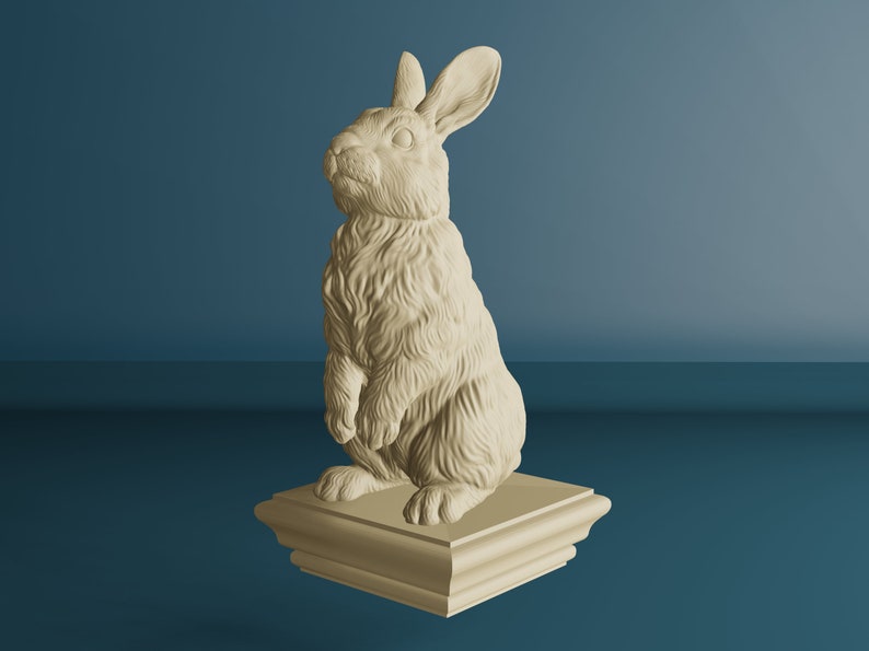 Rabbit Statue, Wooden Rabbit Newel Post Cap, Rabbit Finial for ...