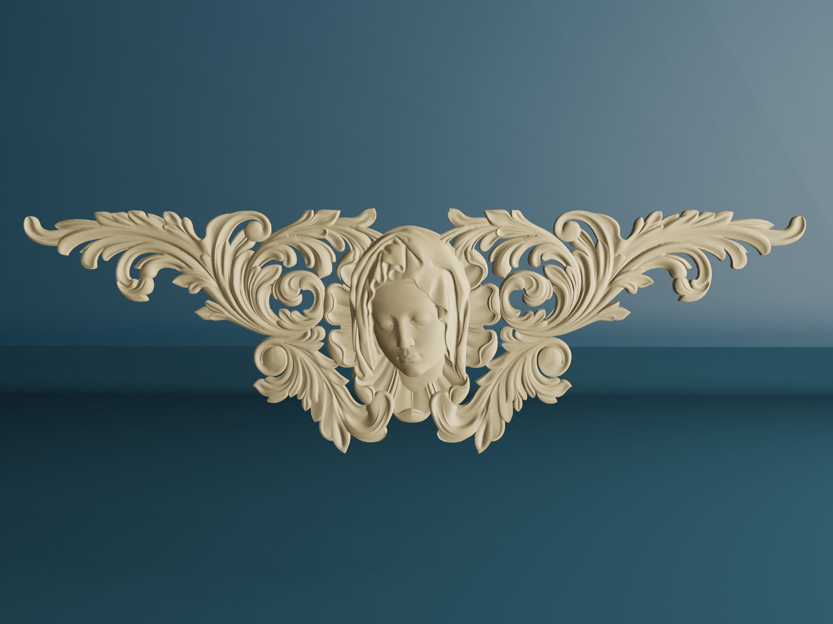 Our Lady Wood Carved Applique, Unpainted Wooden Onlay, Applique ...