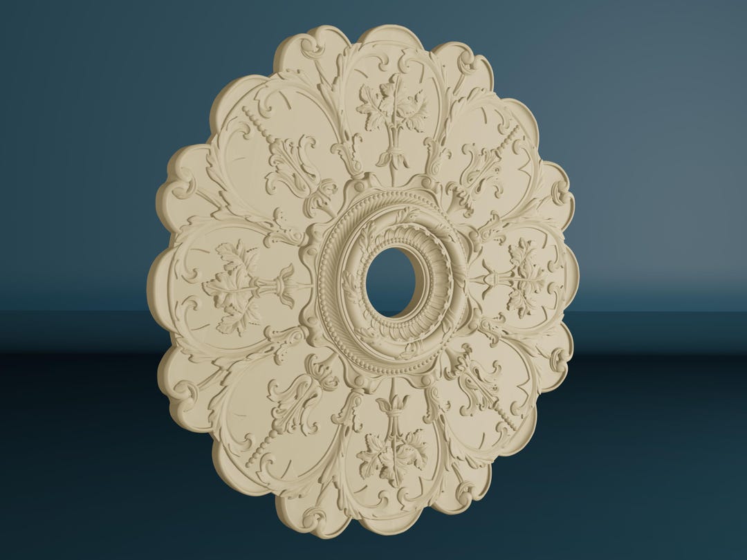 Baroque Style Round Rosette Onlay, Unpainted Wooden Applique, Wood ...