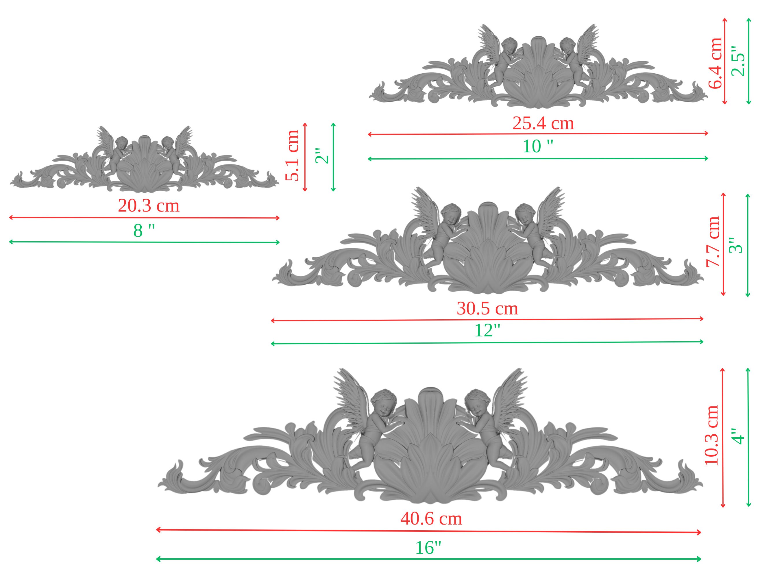 Wood Carved Angels Applique, Unpainted Wooden Onlay, Applique Furniture ...