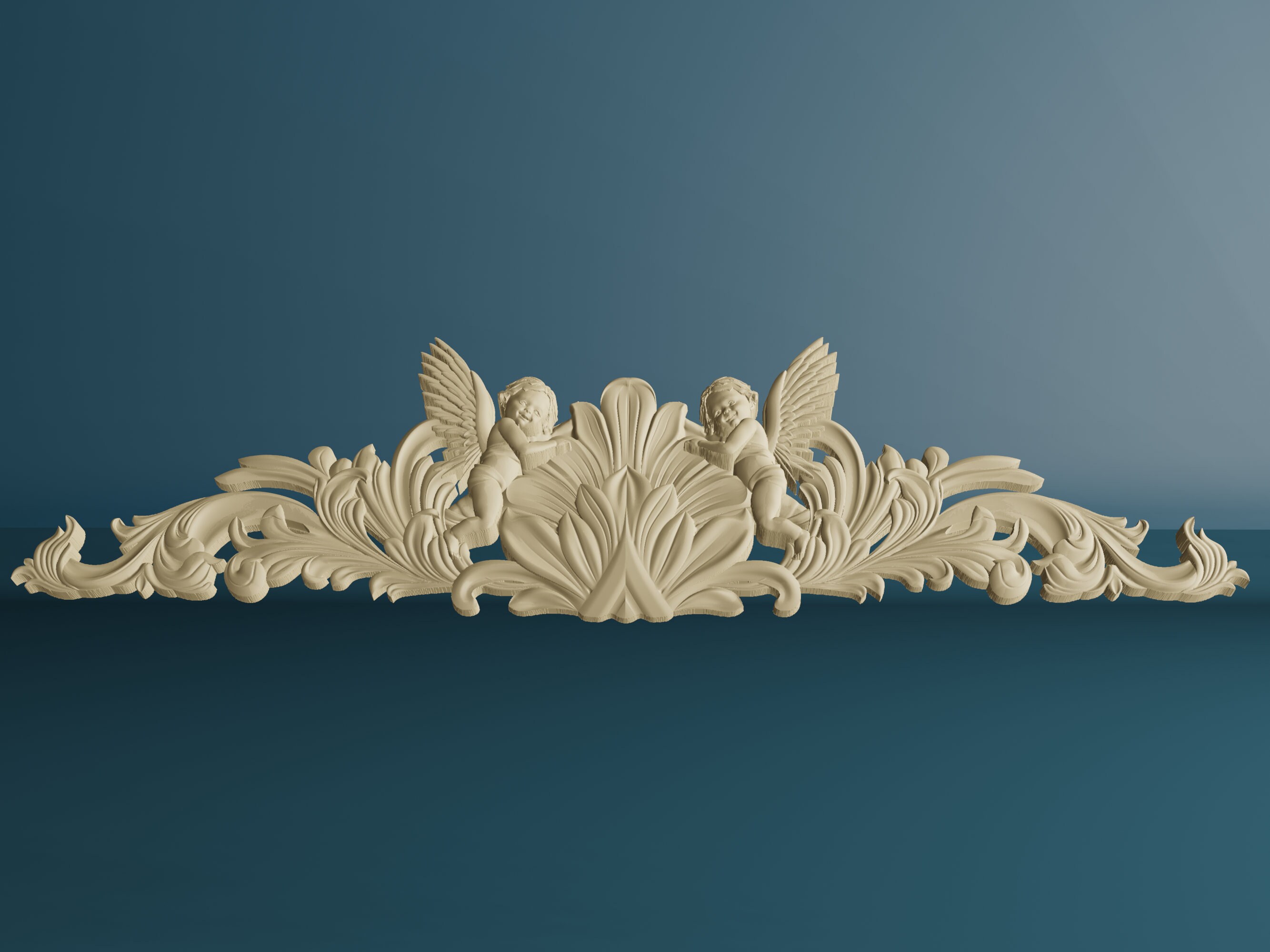 Wood Carved Angels Applique, Unpainted Wooden Onlay, Applique Furniture ...