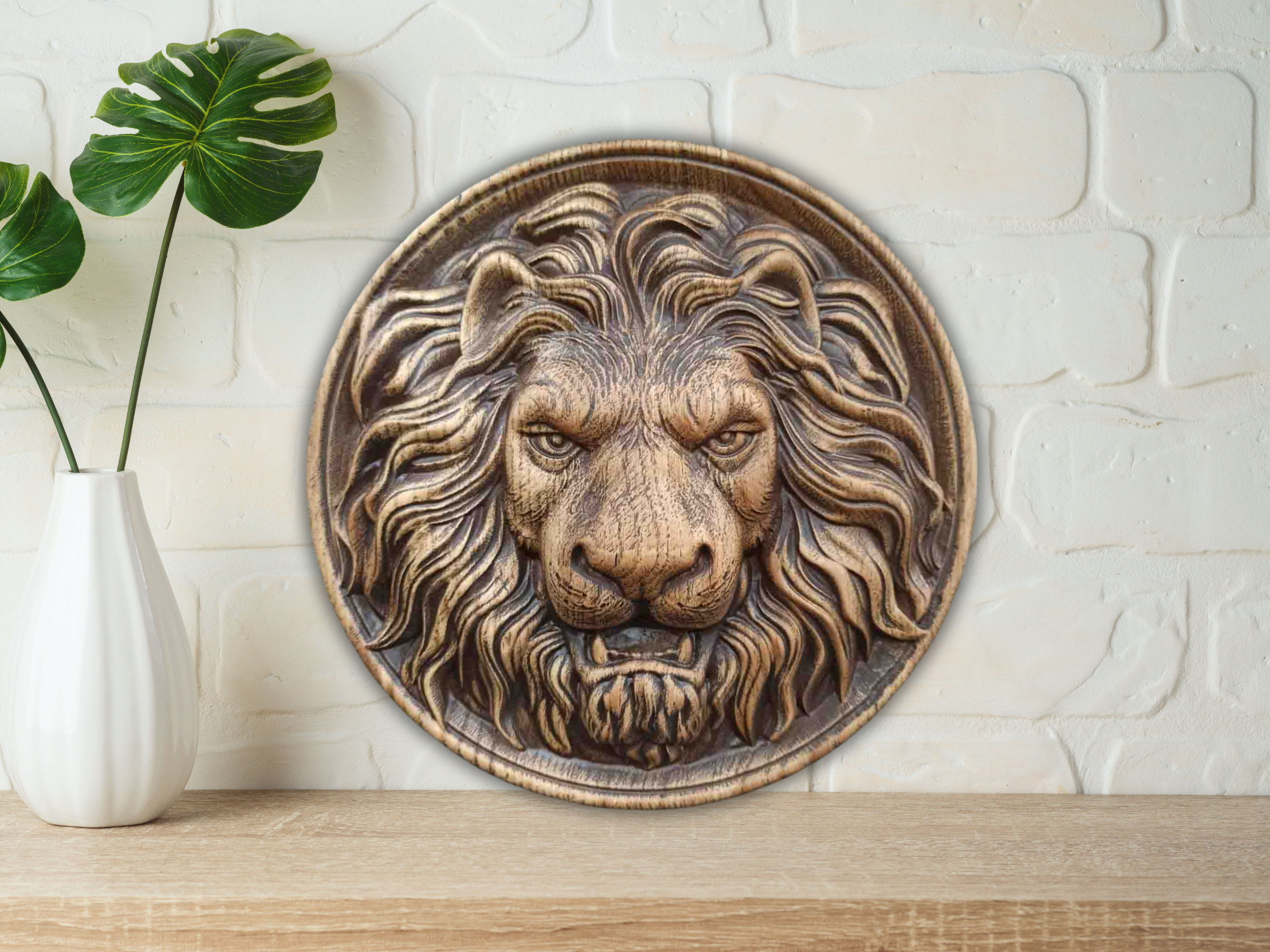 Wooden Lion Head Applique, Lion Head Carved Onlay, Carved Furniture ...
