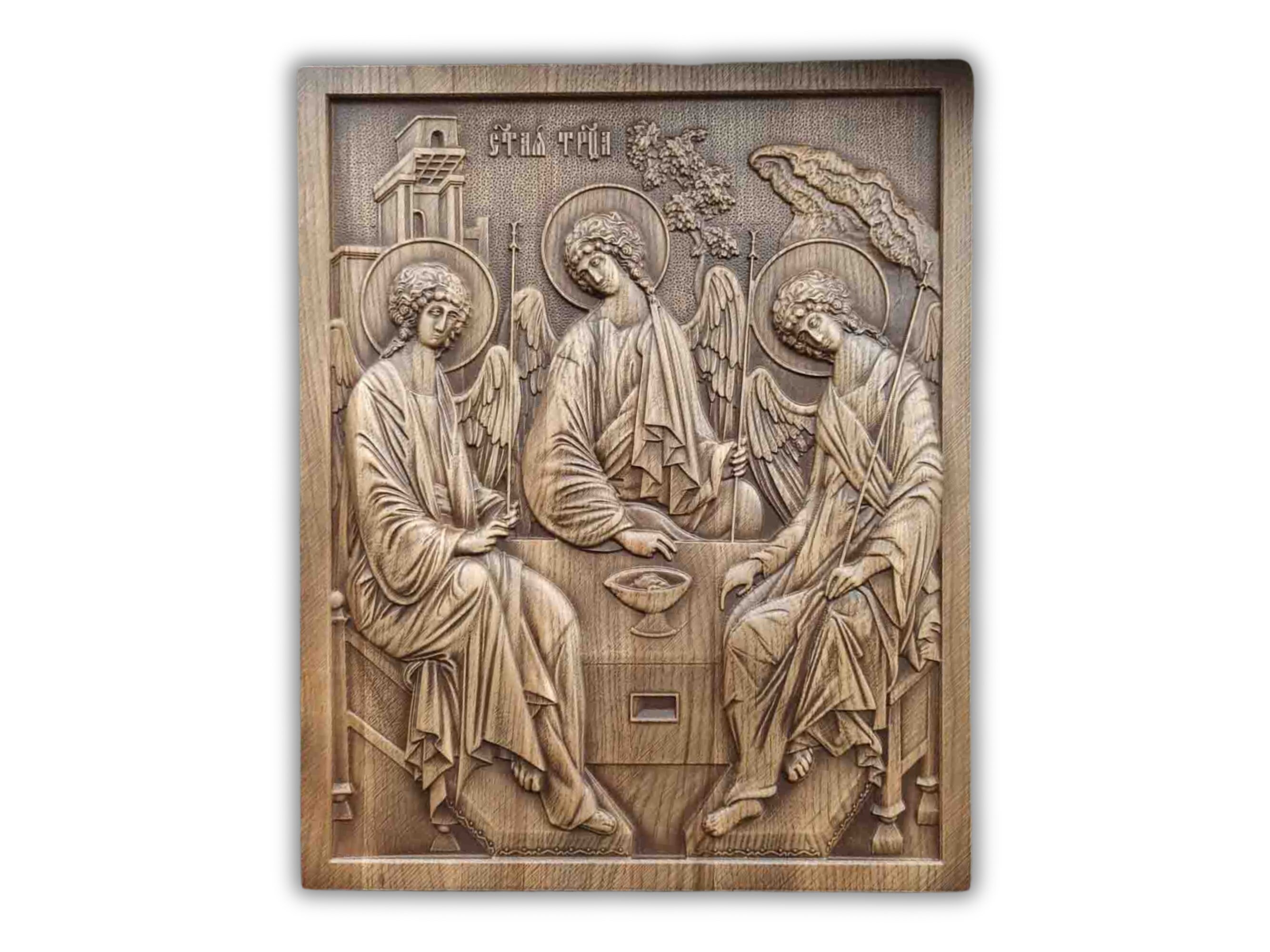 Holy Trinity Icon Wood Carving, Wooden Orthodox Icon of Holy Trinity - Etsy