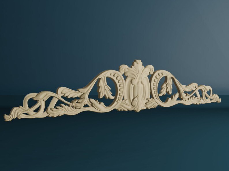 Wood Carved Applique With Flowing Leaves, Unpainted Wooden Onlay, Wood ...