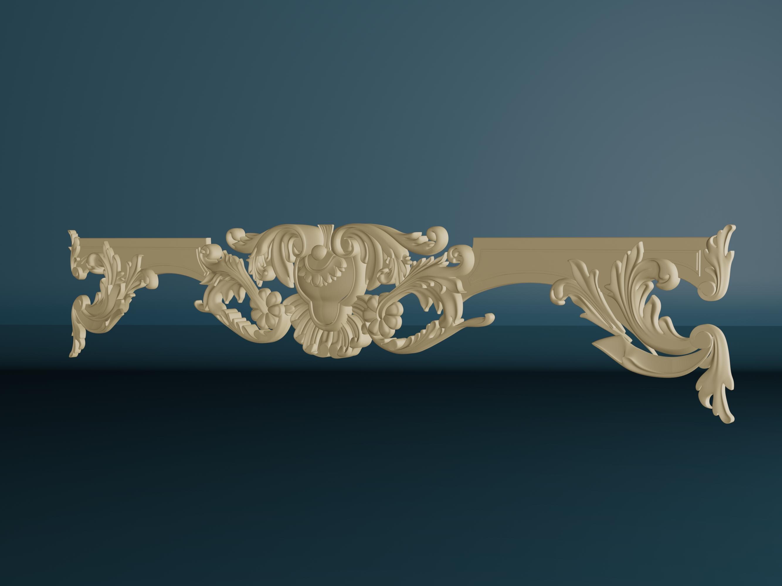 Baroque-style Wood Carved Applique, Unpainted Wooden Onlay, Fireplace ...