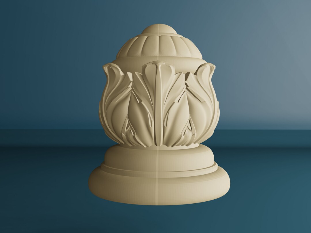 Wooden Newel Post Cap, Decorative Finial for Staircase Pillars, Wood ...